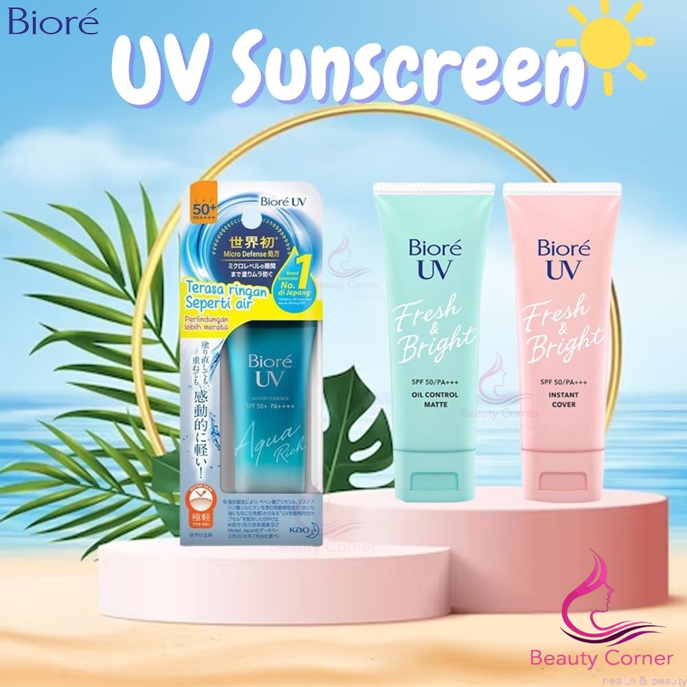 Jual Biore UV Sunscreen Fresh & Bright | Aqua Rich Sunscreen SPF PA 50 ++++ | Shopee Indonesia
