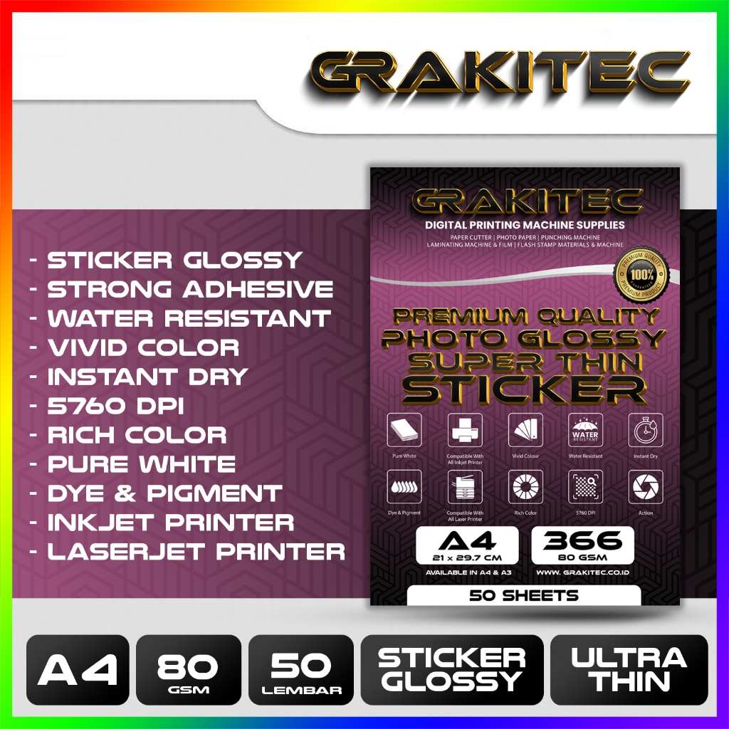 Jual Sticker Glossy Photo Paper A4 - Isi 50 Lembar Glossy Photo Sticker ...