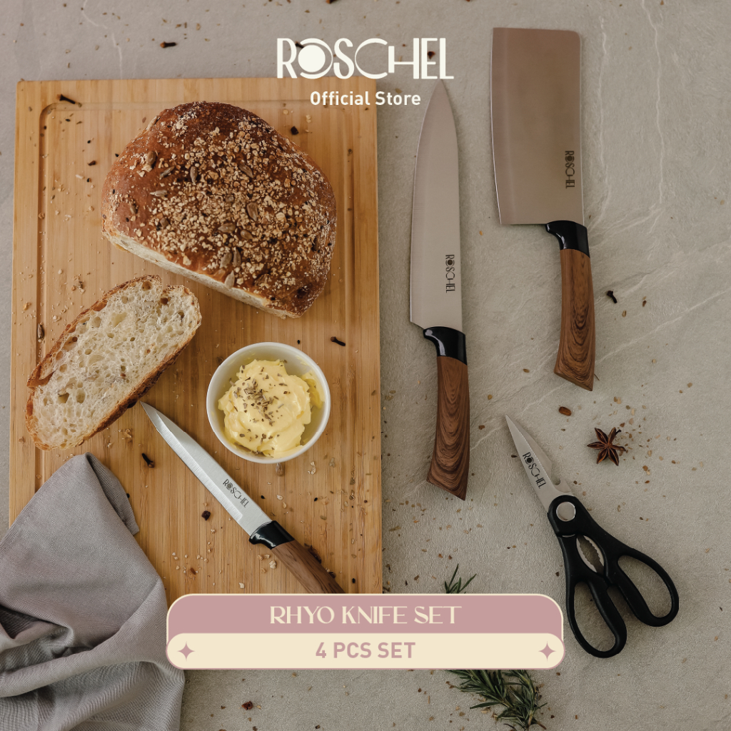 Jual Roschel Rhyo 4 Pcs Knives Set Stainless Steel Pisau Dapur Knife ...