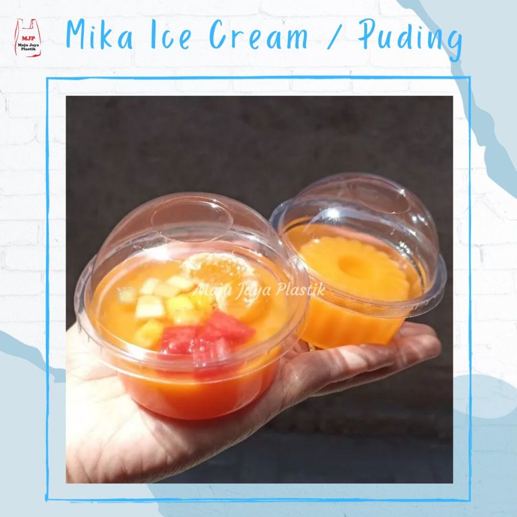 Jual Cup Mika Mini Puding 120ml + Tutup Bening Ice Cream Wadah Dessert ...