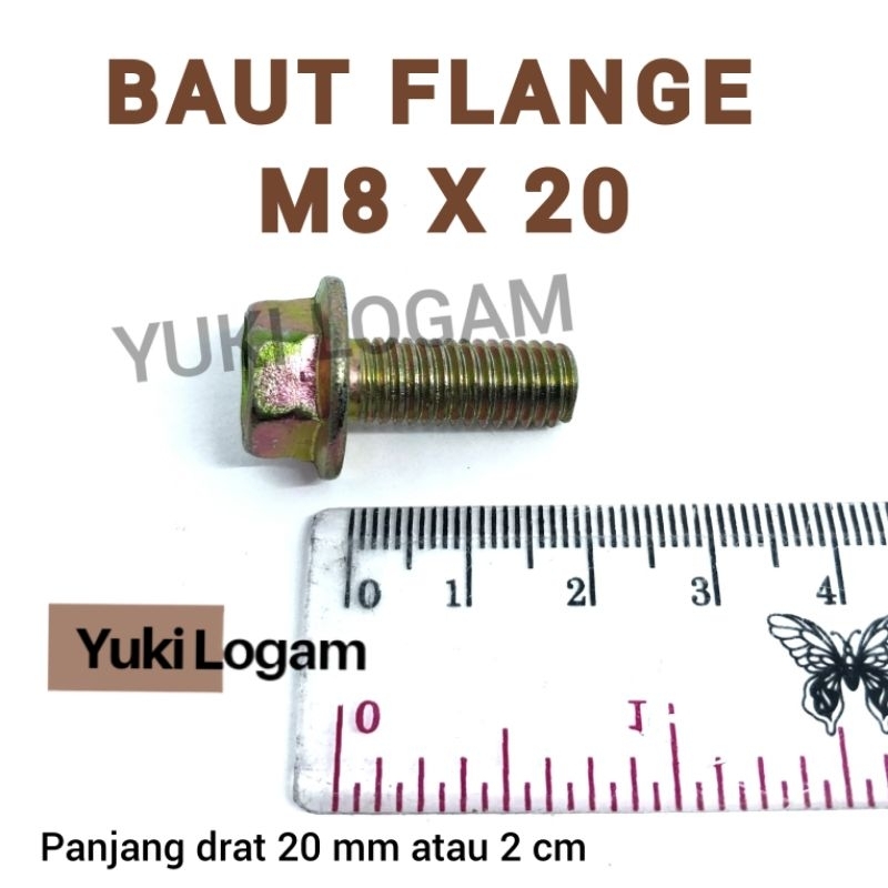 Jual Baut Flange M8x20 mm baut kunci 12 kuning flange bolts baut topi | Shopee Indonesia