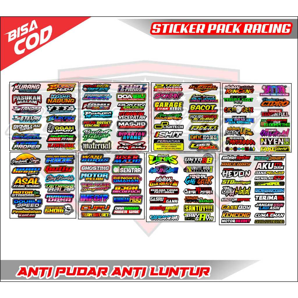 Jual STIKER PACK KATA KATA RACING LENGKAP STIKER PACK SPONSOR RACING ...