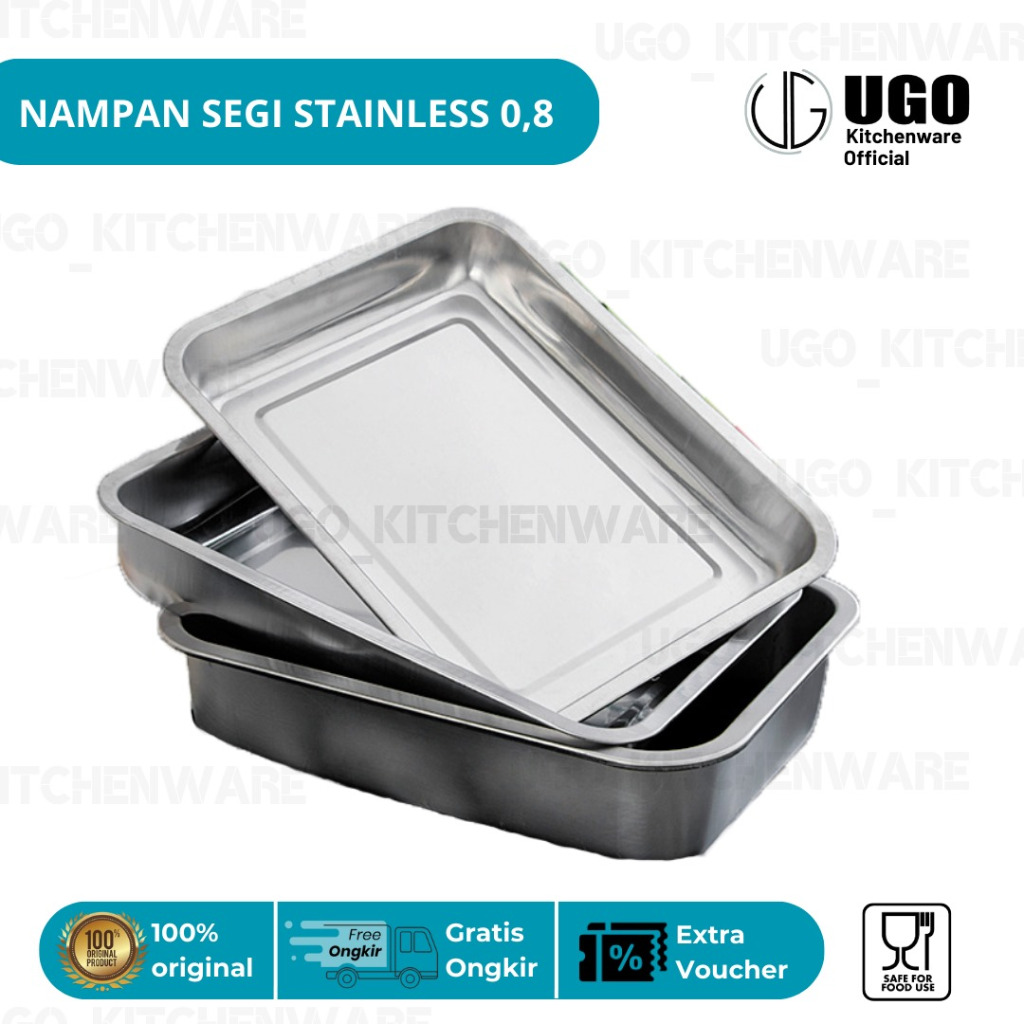 Jual BERINDO Nampan Saji Baki Tray Makanan Sayur Stainless Steel Segi ...