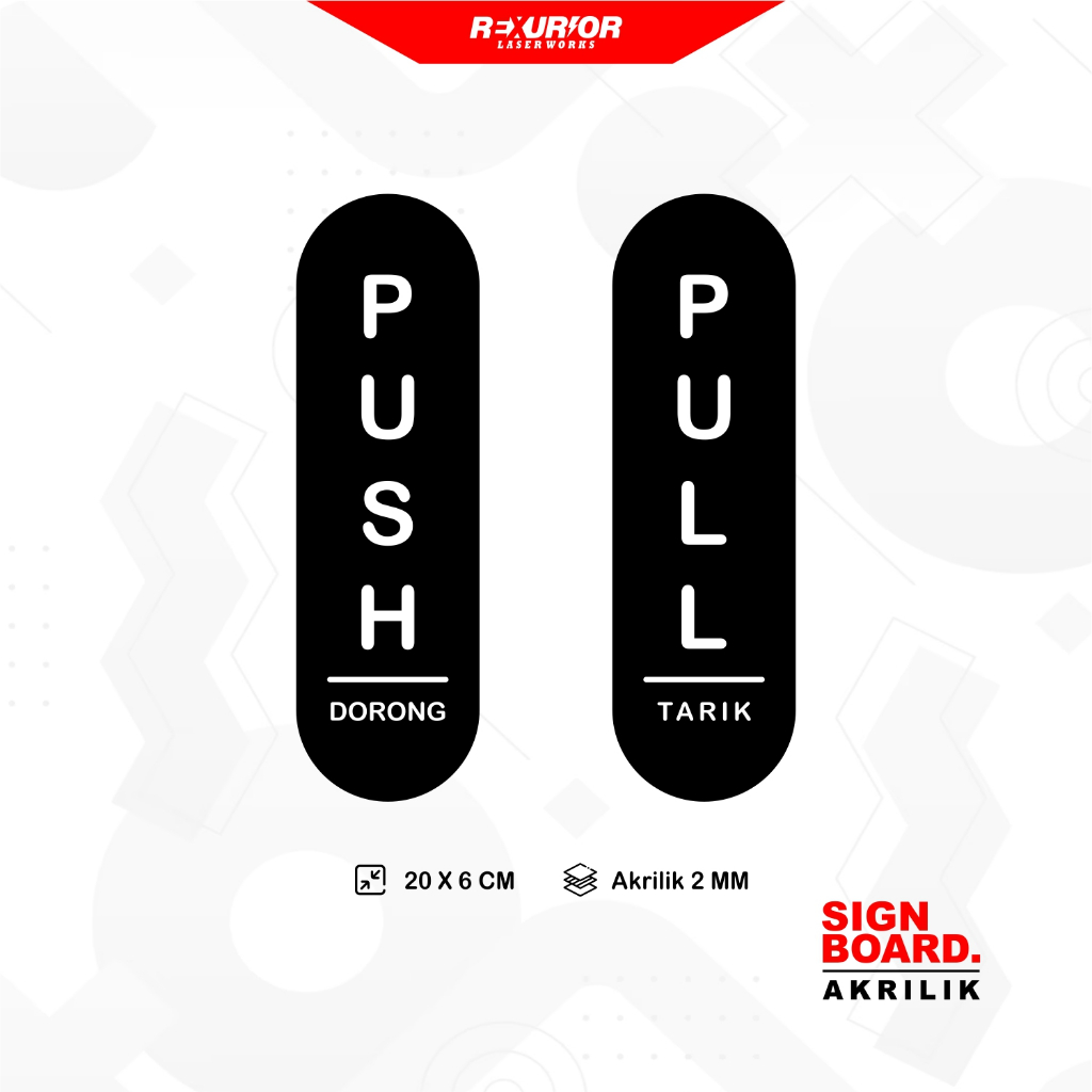 Jual Sign Akrilik Pintu Push Pull Sign Board Papan Tanda Tarik Dorong Shopee Indonesia