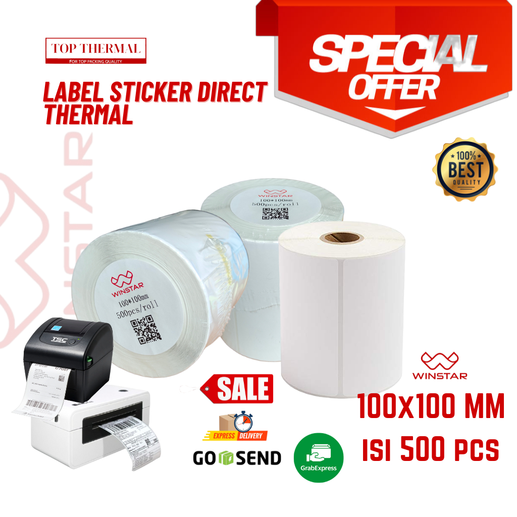 Jual Kertas Label Thermal 100x100 MM isi 500 Pcs Roll | Shopee Indonesia