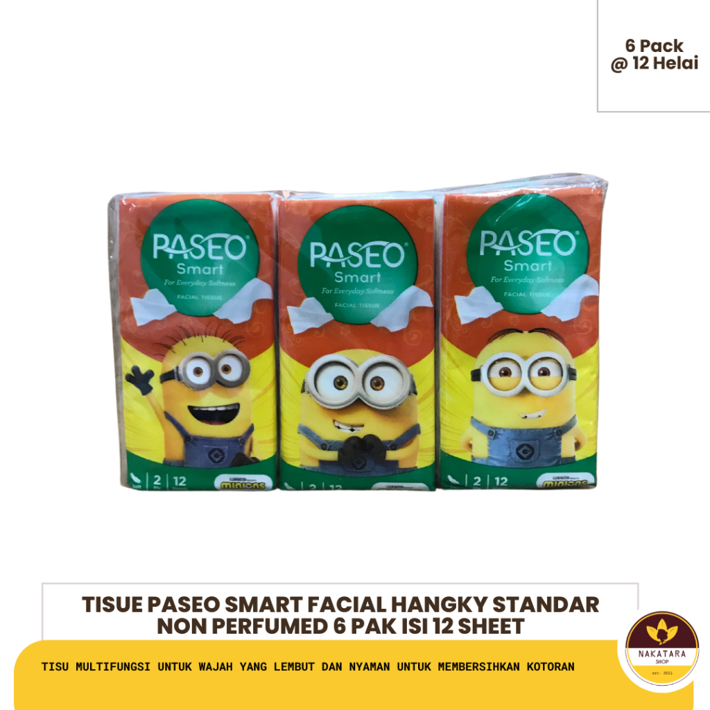 Jual PASEO SMART FACIAL TISSUE MINION HANGKY STANDAR 6 PAK ISI 12 SHEET ...
