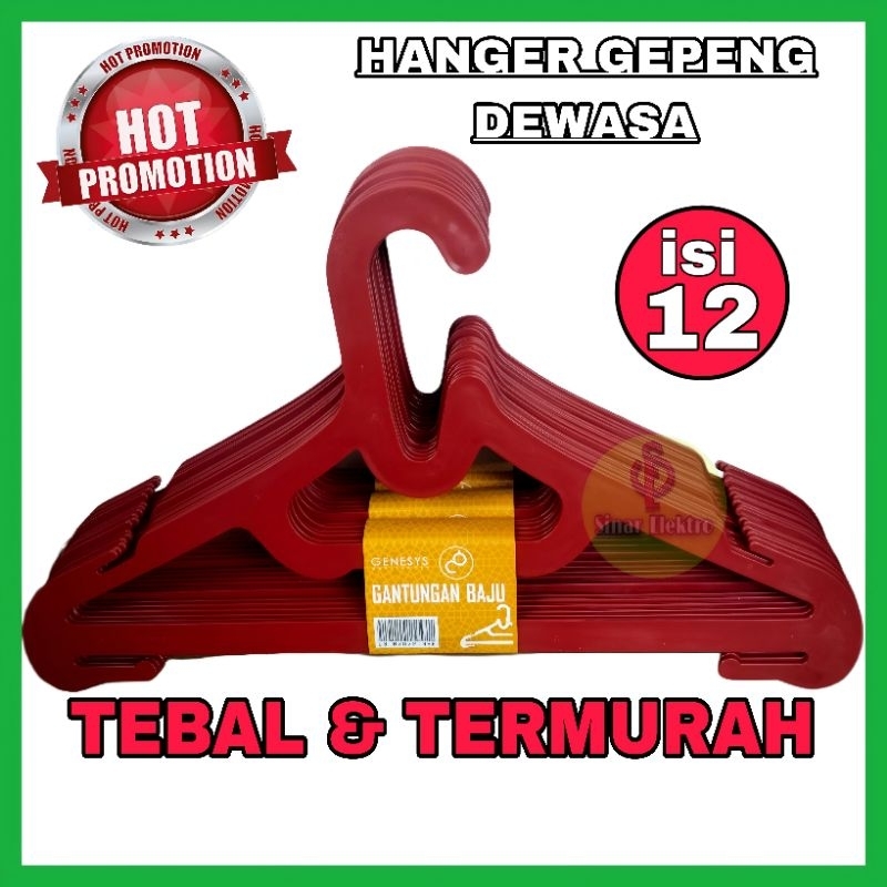 Jual GENESYS HANGER LIDI GANTUNGAN BAJU DEWASA ISI 12 / HANGER LAUNDRY ...
