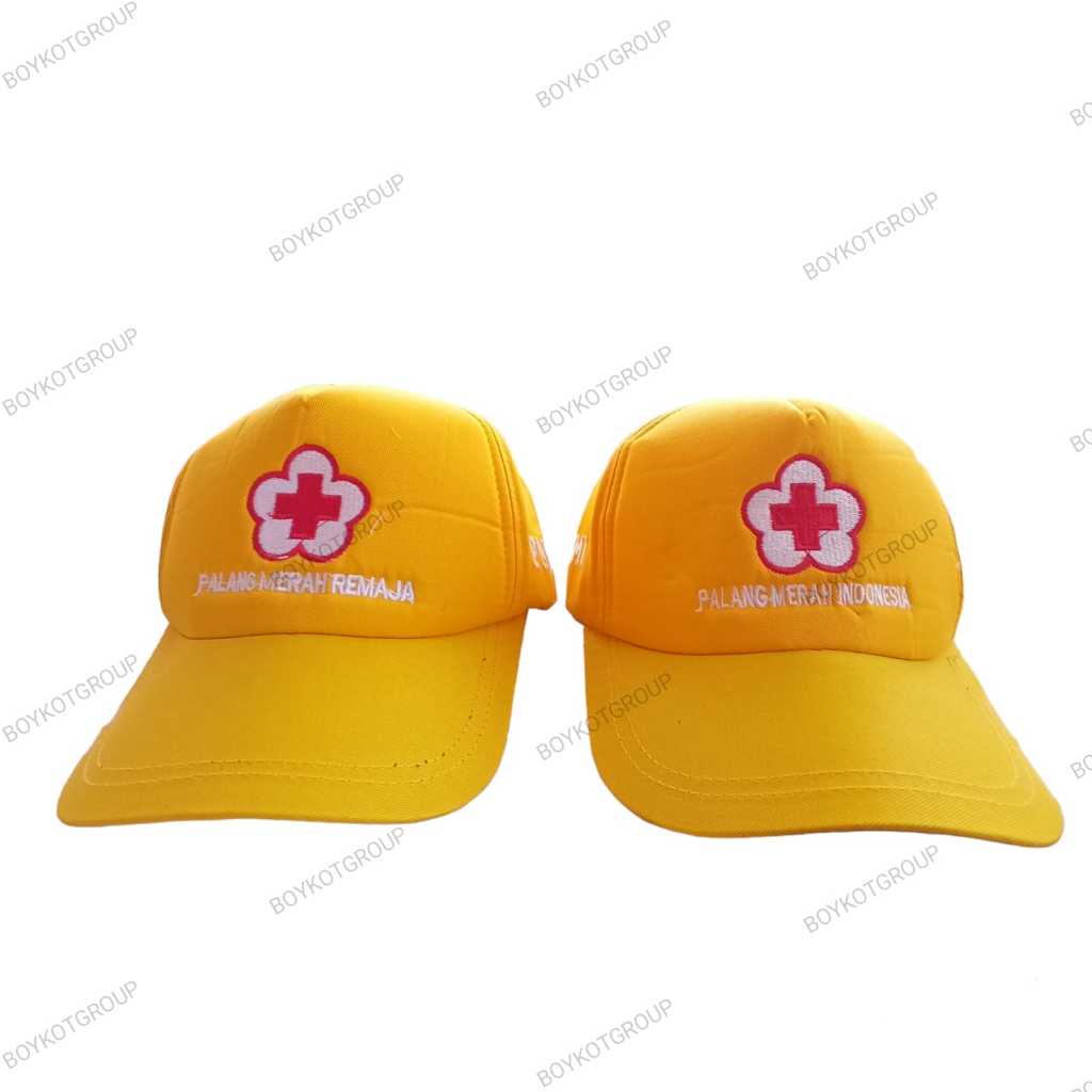 Jual topi PMI /PMR warnna kuning topi palang merah indonesia topi ...