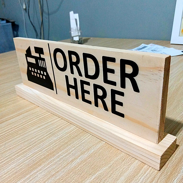 Jual Papan tanda meja "order here" 30x12cm, papan tanda meja, sign ...