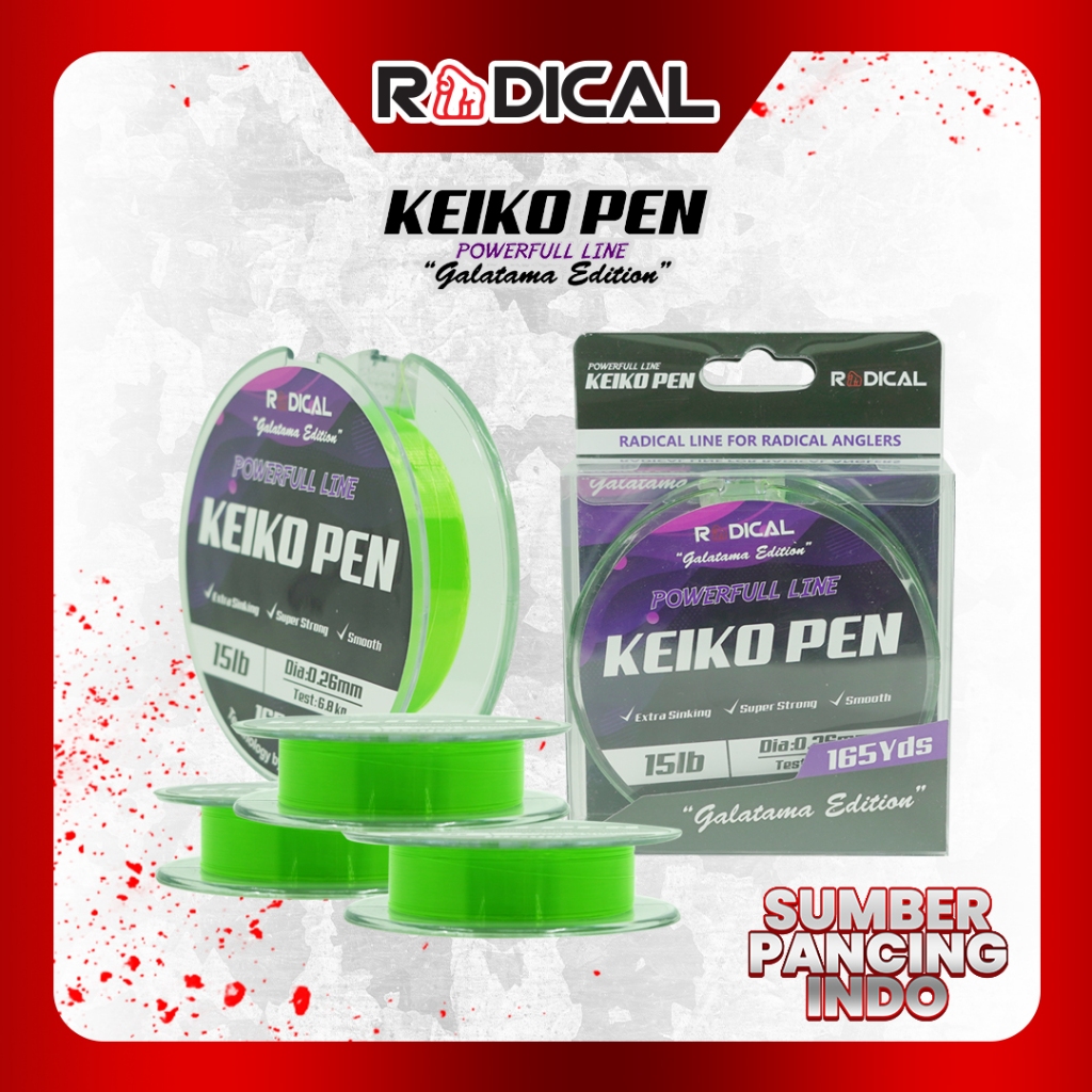 Jual RADICAL Senar Pancing Monofilament KEIKO PEN 150M Fluo Yellow Tali ...
