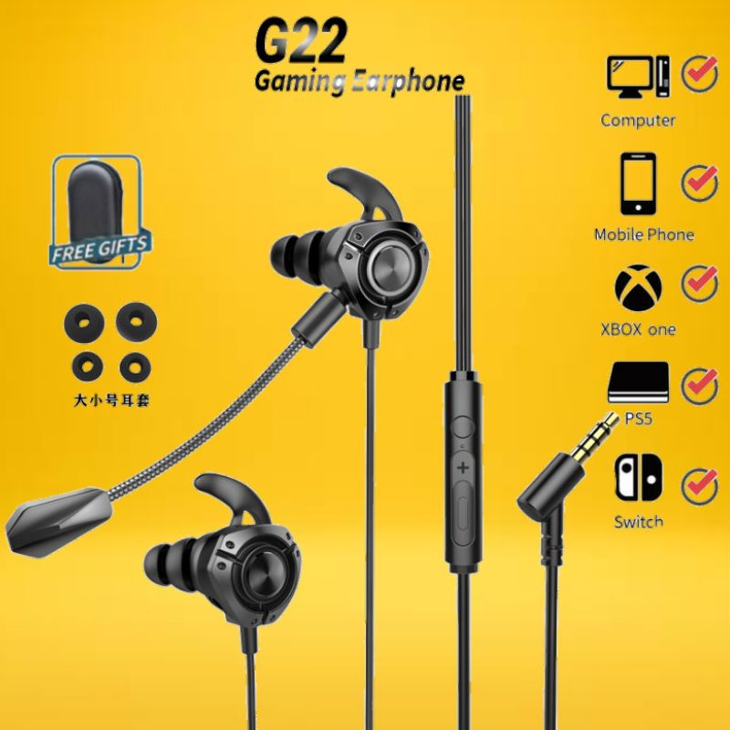 Jual [Jakarta Spot, COD]G22 Earphone Gaming In-Ear Kabel Universal Dengan Mikrofon Untuk ...