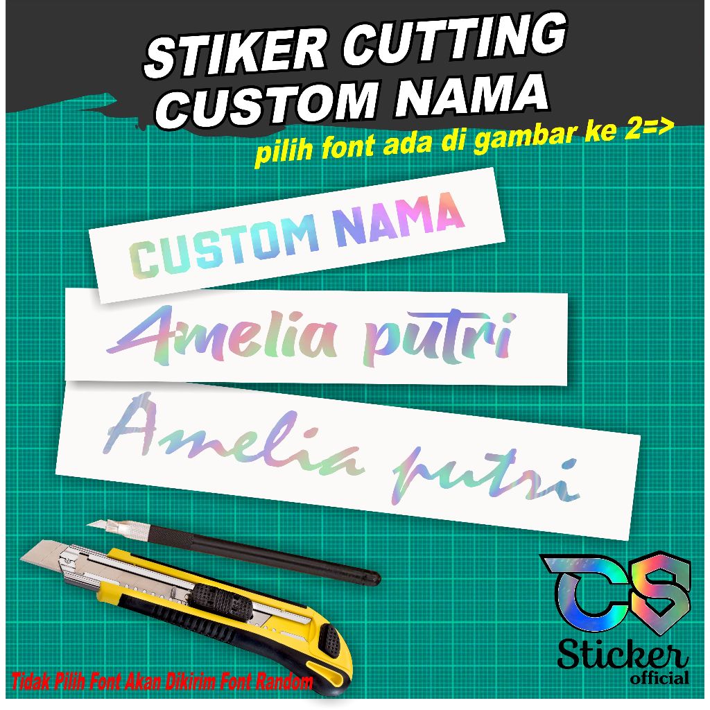 Jual stiker custom nama request -cutting stiker nama ANTI AIR | Shopee ...