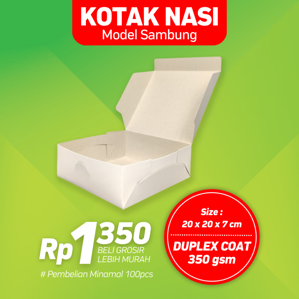 Jual Kemasan Paper Box Nasi / Kue Duplex Coat 350 gsm 20x20x7 cm ...