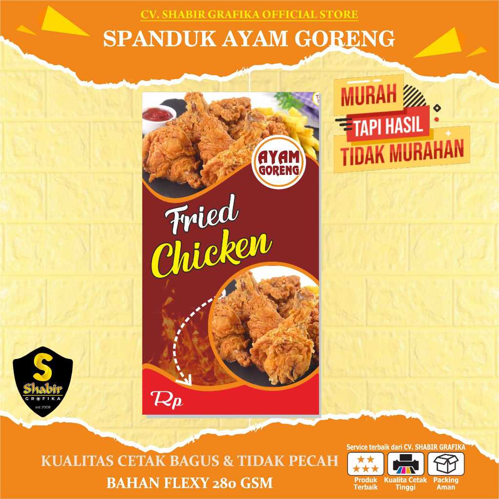 Jual COD SPANDUK AYAM GORENG, FRIED CHICKEN II Uk. 100x50cm | Shopee ...