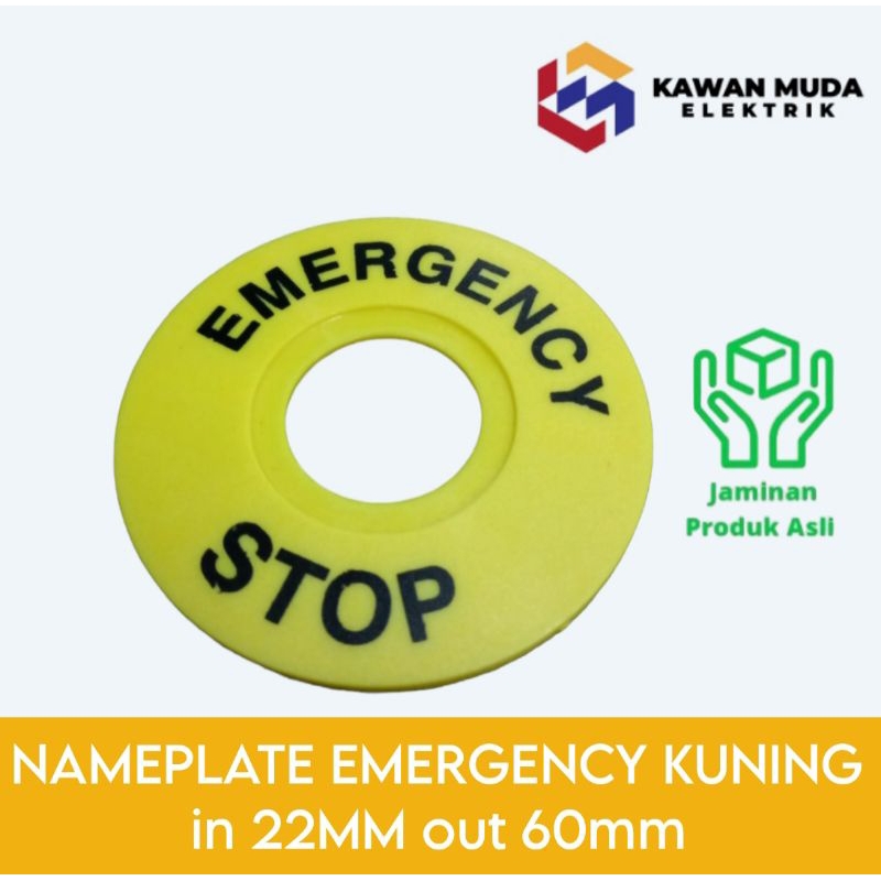 Jual NAMEPLATE EMERGENCY INDIKATOR PANEL/KONTROL BOX Dia 22mm KUNING ...