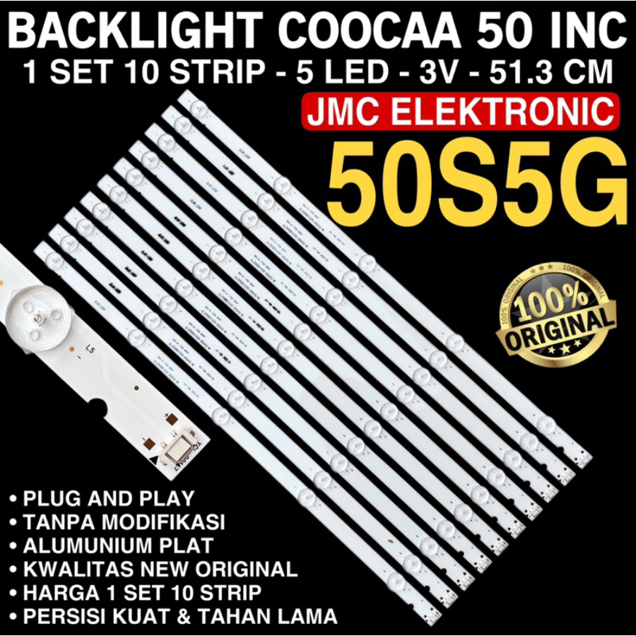 Jual BACKLIGHT TV LED COOCAA 50 INCH 50S5G JL.D50051235-202AS-M LAMPU BL KOKA COCA 50 IN 5K 3V ...