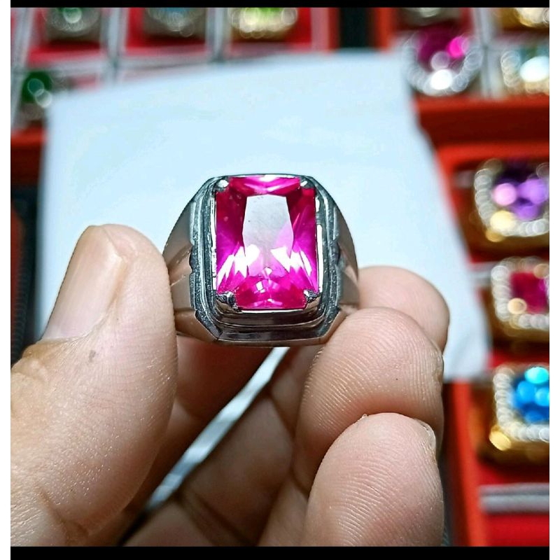 Jual Batu cincin delima Siam ros bangkok cutting Ring monel handmade ...