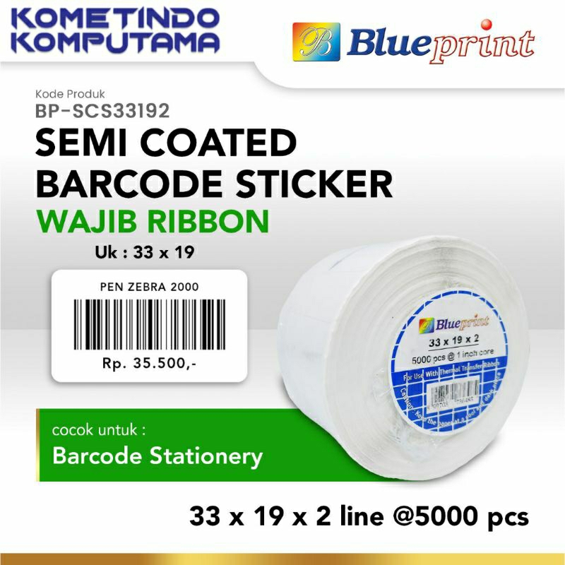Jual 33x19mmx2 Line isi 5000 WAJIB RIBBON Label Stiker Barcode ...