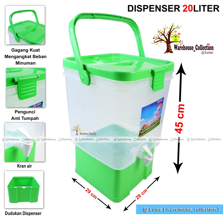 Jual DRINK JAR KOTAK/DRINK JAR TEBAL 20 LITER / TEMPAT AIR DENGAN KERAN ...