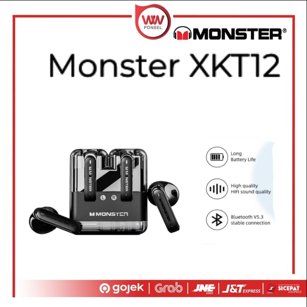 Jual Monster XKT12 Earphones TWS Wireless Headset Earbuds Noise ...