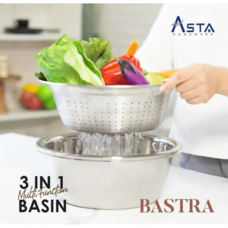 Jual BASKOM SERBAGUNA 3 IN 1 ASTA BASTRA MANGKOK MIXING BOWL SARINGAN ...