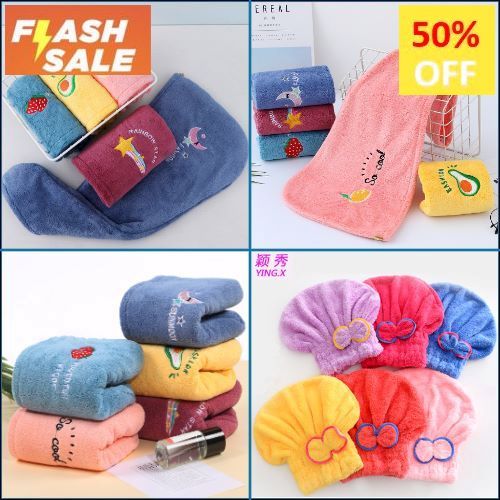 Jual Handuk Keramas Rambut Microfiber Dewasa Besar Karakter Topi Pita ...