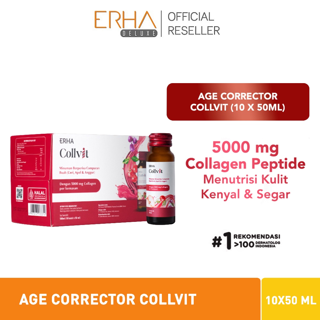 Jual ERHA Age Corrector Collvit Drink - Minuman Kolagen Collagen Anti Aging 10 Botol | Shopee ...