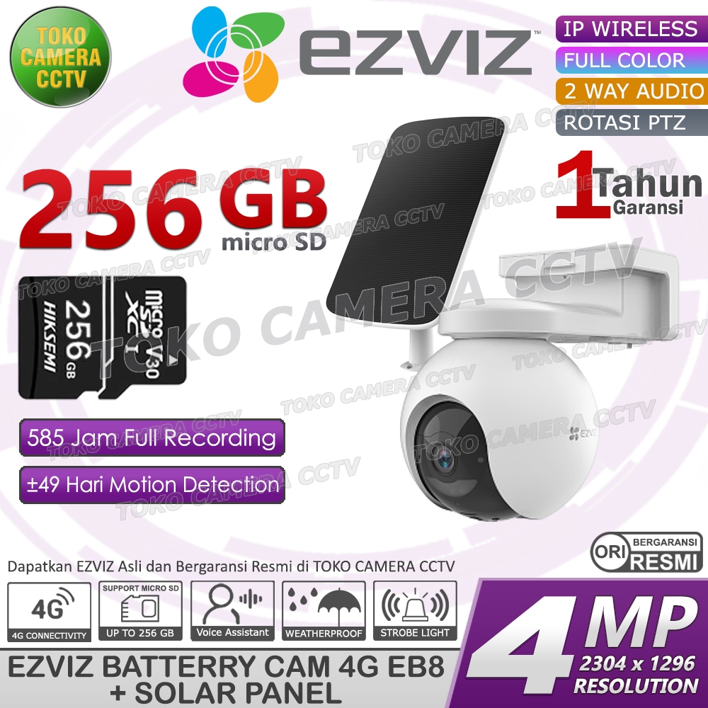 Jual EZVIZ EB8 2K 4G SIM GSM KAMERA CCTV SMART IP CAMERA PTZ SOLAR PANEL | Shopee Indonesia