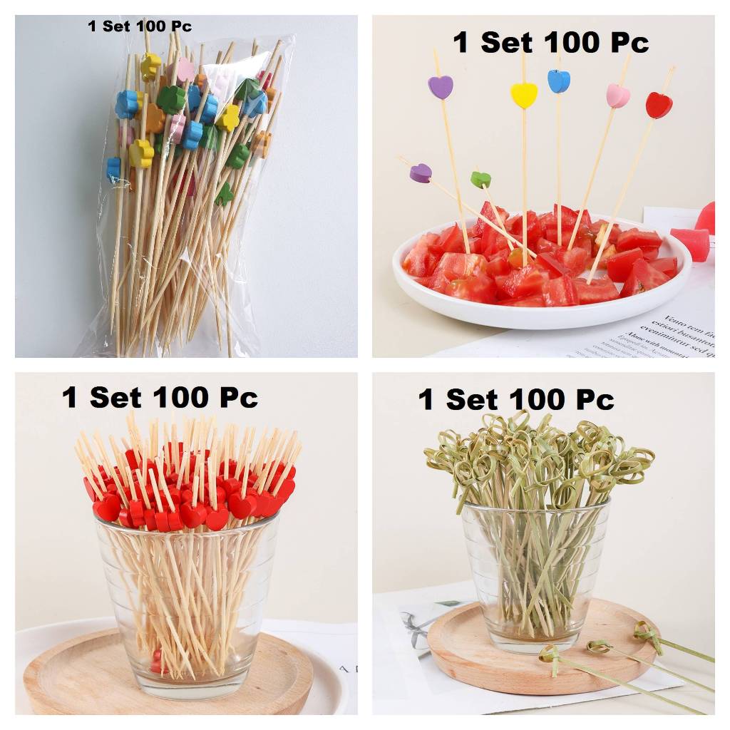 Jual Tusukan Buah Bambu Fruit Pick Cocktail Tusuk Sate Skewer Tusukan ...