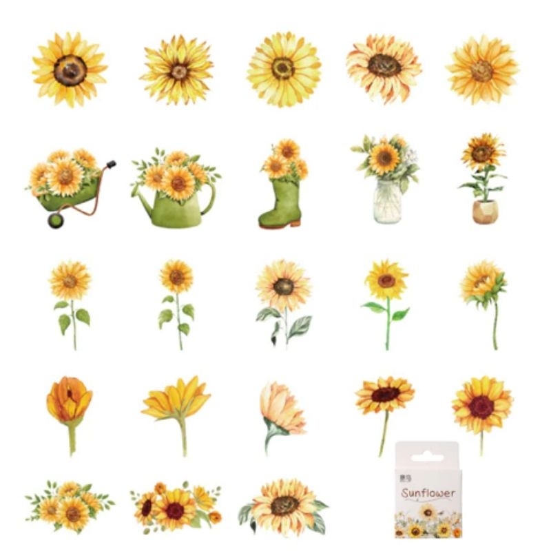 Jual Stiker Bunga Sunflower deco jurnal diary | Shopee Indonesia