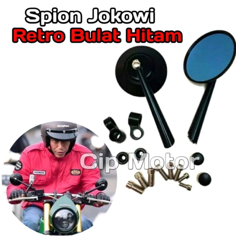 Jual Spion jokowi Spion retro bulat cnc replika Rizoma Hitam Vespa ...