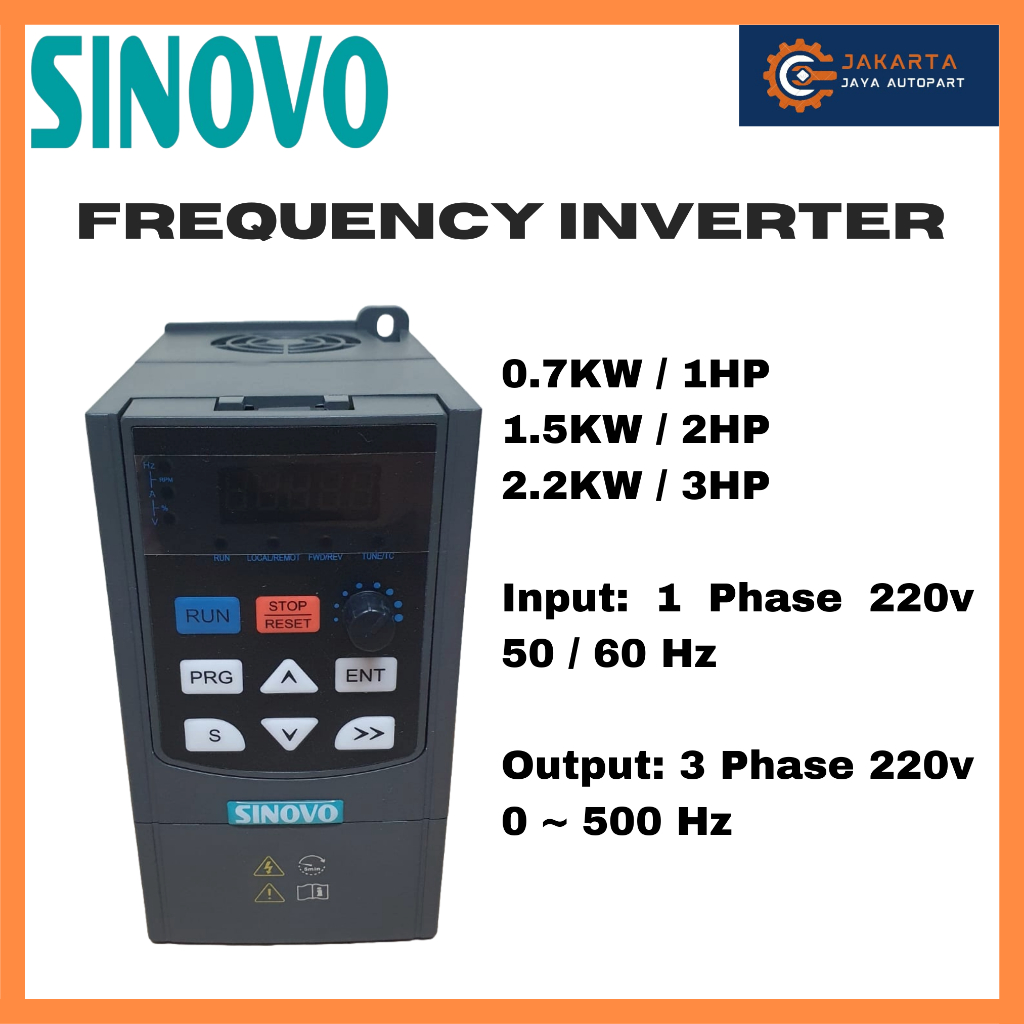 Jual Inverter VFD 0.7kw/1.5kw/2.2kw input 1phase 220v output 3phase 220v Variable Frequency ...