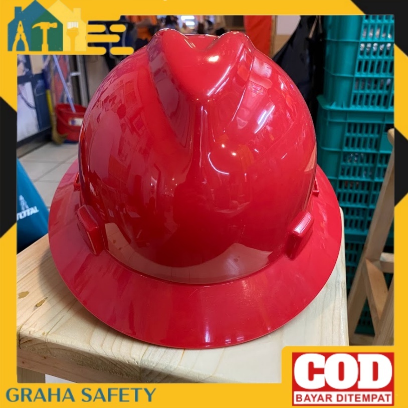 Jual Helm Safety MSA Fullbrim Merah - Helm Safety Proyek MSA Full Brim ...