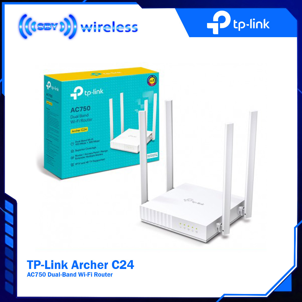 Jual TPLINK ARCHER C24 Wireless Router AC750 Dual Band 300Mbps TP-Link | Shopee Indonesia