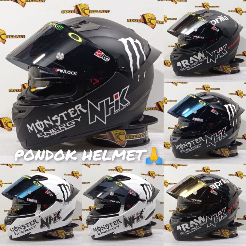 Jual HELM NHK RX9 SOLID BLACK DOF PAKET GANTENG STIKER MOSTER ENERGI ...