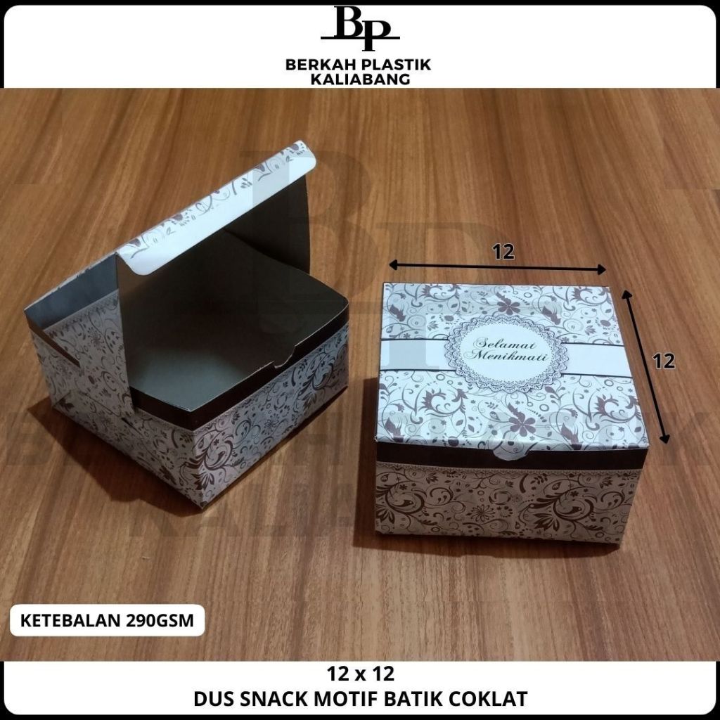 Jual (50pcs) Dus Snack GS 12x12 Motif Batik Coklat - Dus Kue Snack ...