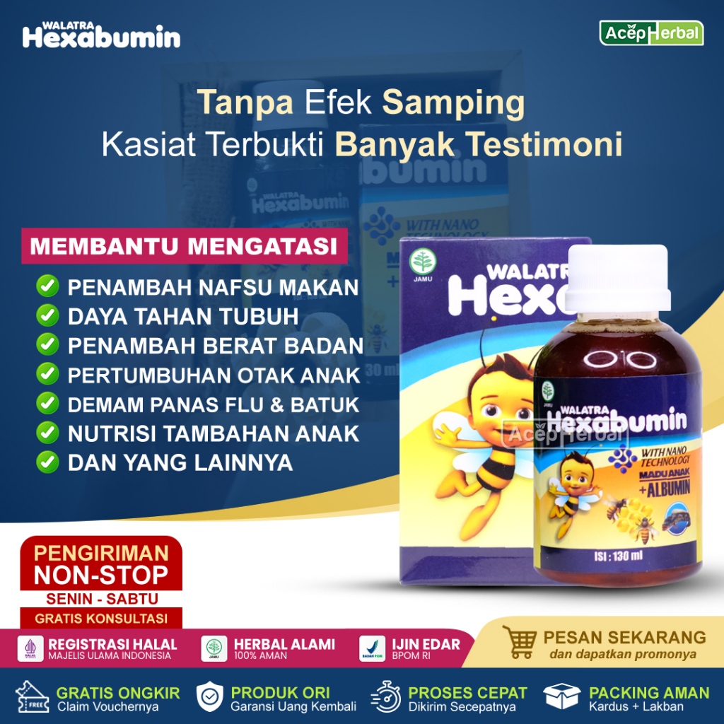 Jual Walatra Hexabumin Madu Plus Albumin Vitamin Pertumbuhan Anak ...