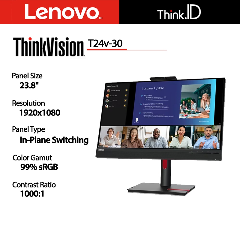 Jual Monitor LED Lenovo ThinkVision T24v-30 23.8" IPS 1920x1080 99% ...