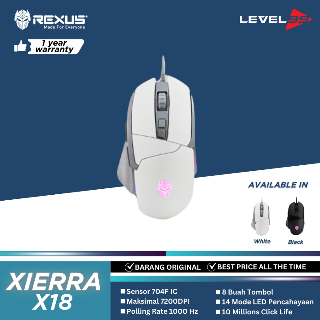 Jual Mouse Gaming Rexus Xierra X18 Crystal RGB | Shopee Indonesia