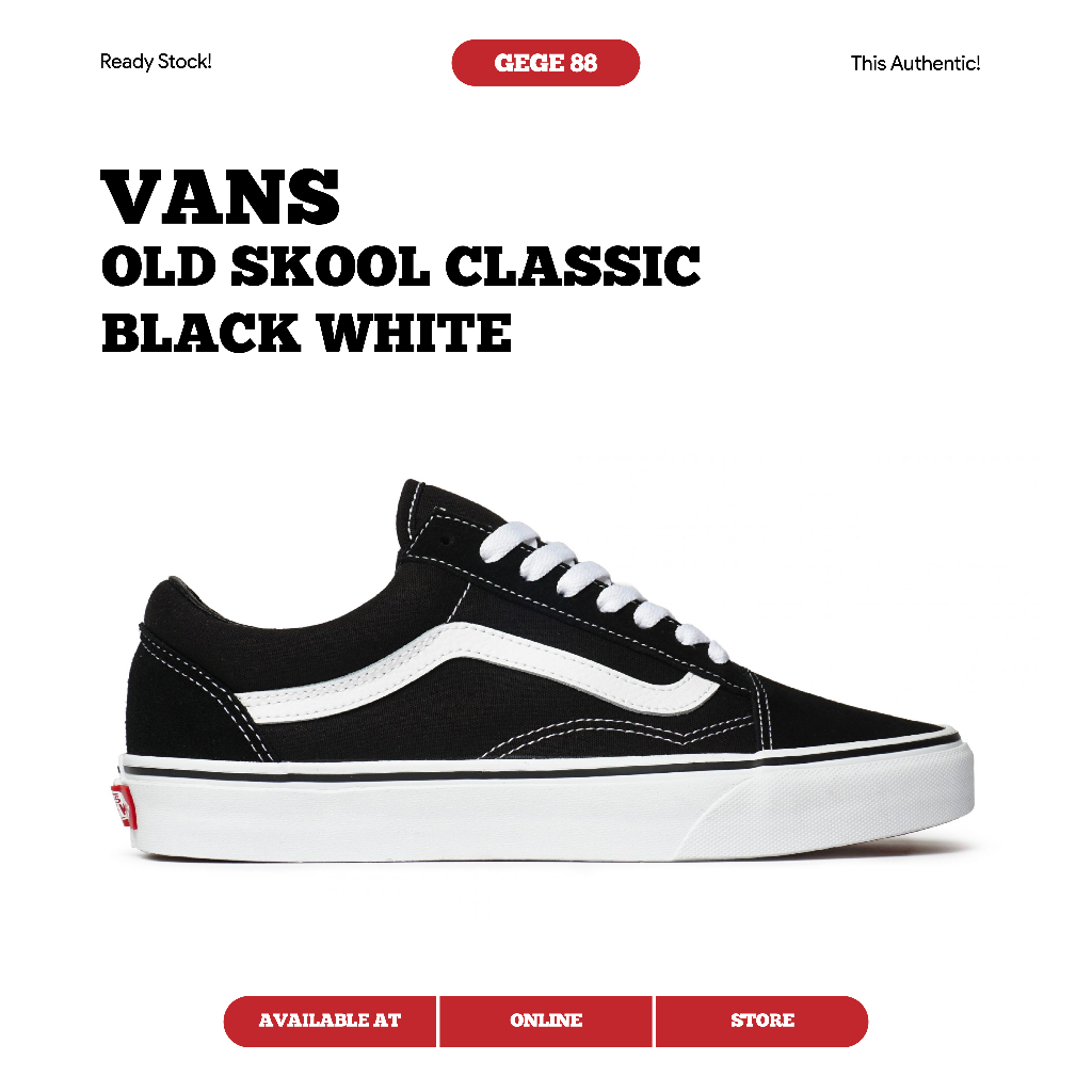 Jual Vans Old Skool Black White Classic Original Shopee Indonesia