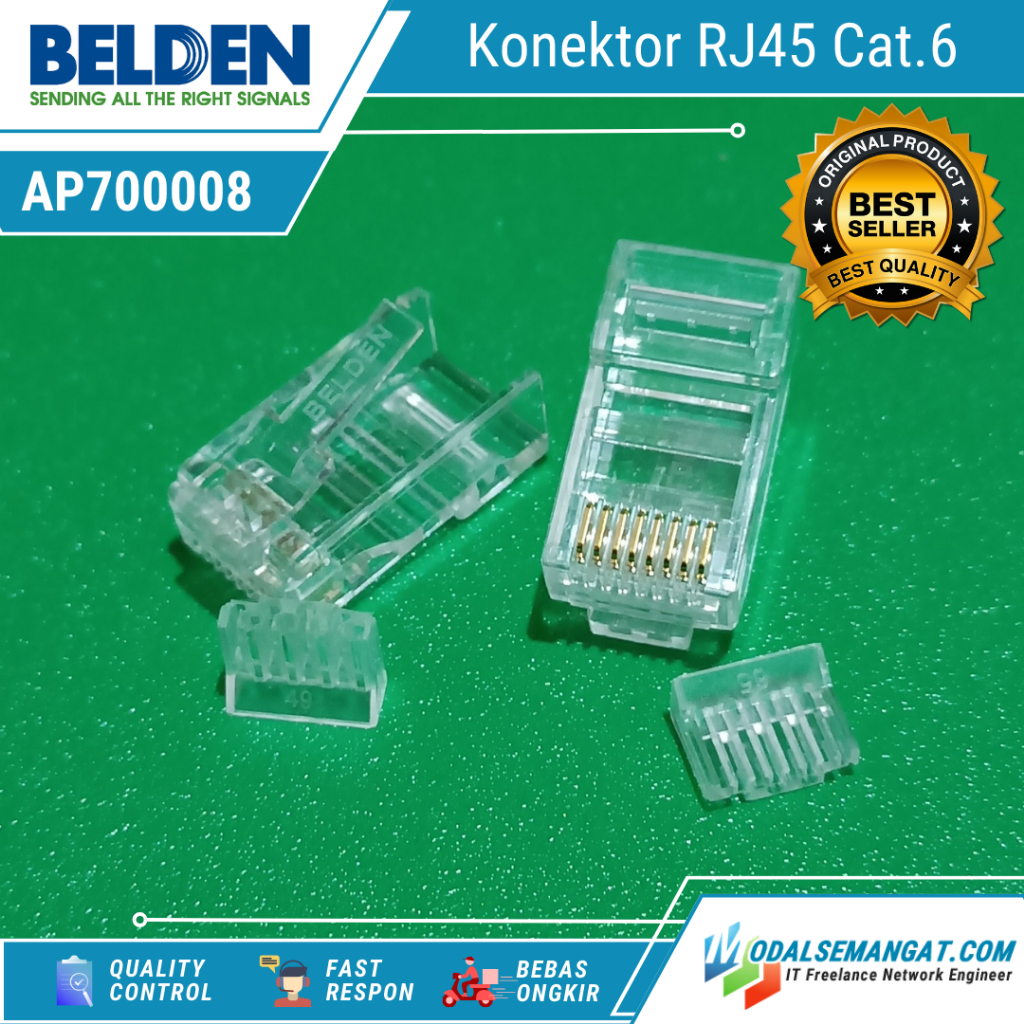 Jual Belden RJ45 Connector Cat6 Konektor Kabel LAN Cat.6 Satuan Eceran ...