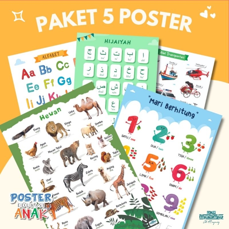Jual PAKET 5 POSTER - Paket Poster Edukasi Anak - BONUS SPIDOL wipe and ...