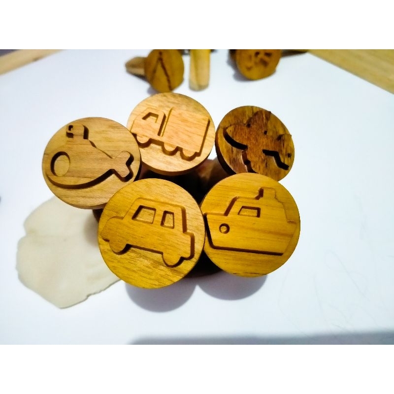 Jual Wooden Stamp / Stempel Kayu Playdough ( 1 set 5pcs ) | Shopee ...