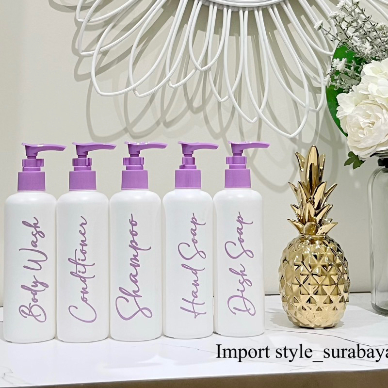 Jual botol sabun cair aesthetic PUTIH DOFF 250ML LILAC UNGU tempat ...