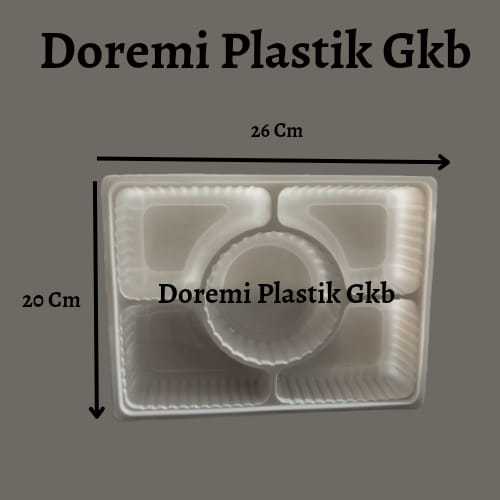 Jual Isi 50pcs Mika Sekat 5 Ukuran 20x26 Cm Warna Putih Susu Mika Nasi Kotak 20x26 Warna