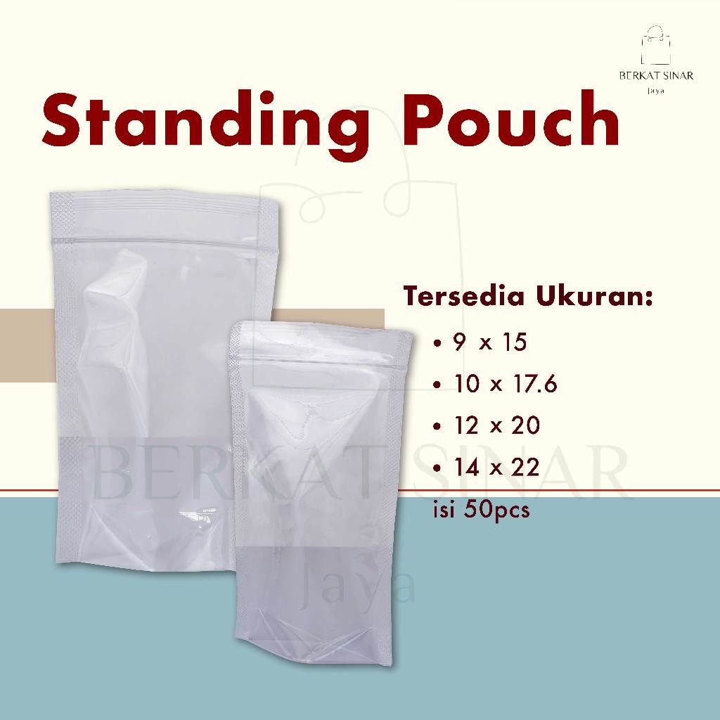 Jual STANDING POUCH ZIPLOCK CLEAR PREMIUM 9x15 / 10x17.6cm / 12x20cm ...