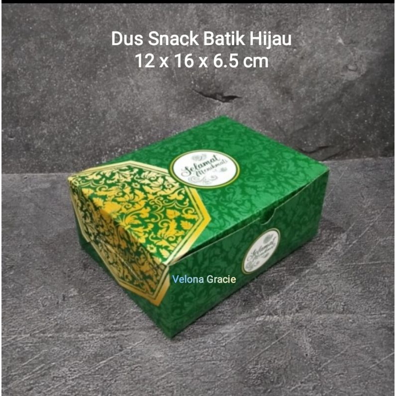 Jual Dus Snack 12x16 Batik Hijau Kacer isi 50 pcs GS Motif Box Kue ...