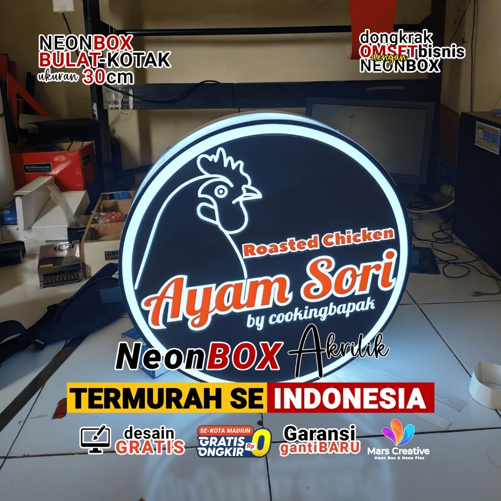 Jual Neon Box Indoor Outdoor 40cm x 40cm Premium Custom 2 Sisi ...