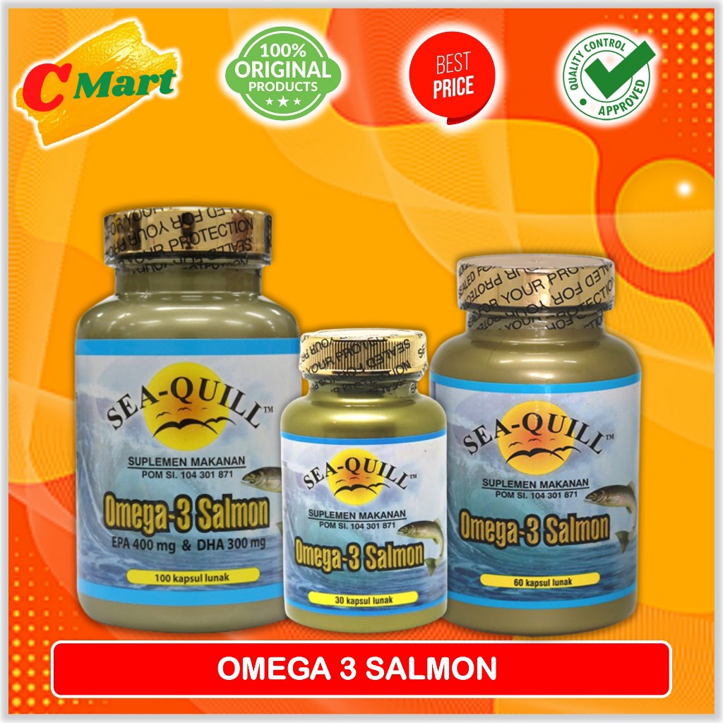 Jual Sea-Quill Omega 3 Salmon isi 30, 60 & 100 Softgel / Sea Quill ...