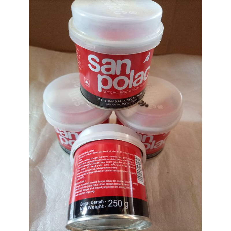Jual Dempul San Polac Plastik 250 Gram Sanpolac Polyester Putty Mobil ...